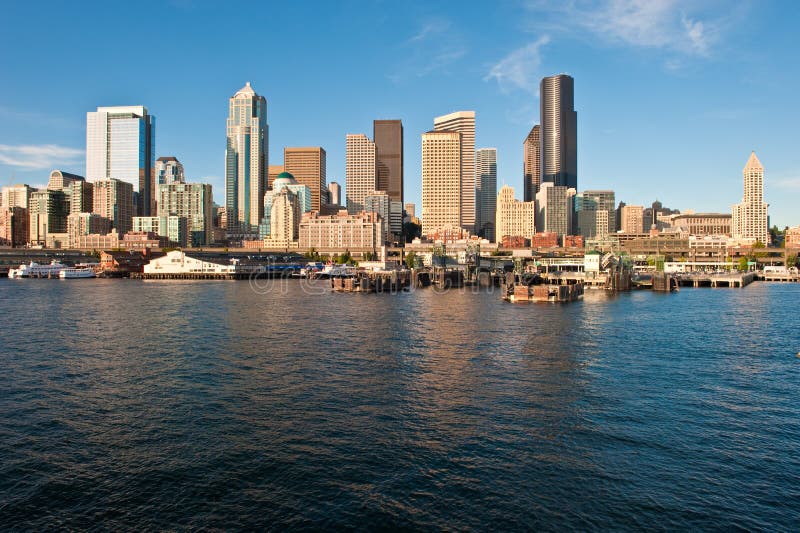 Elliot Bay and Downtown Seattle, USA Stock Image - Image of port ...