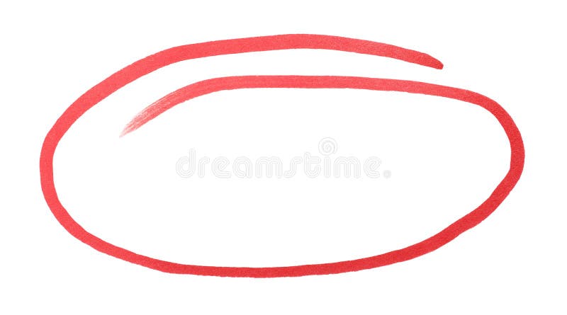 Ellipse Drawn with Red Marker on White Background, Top View Stock Photo ...