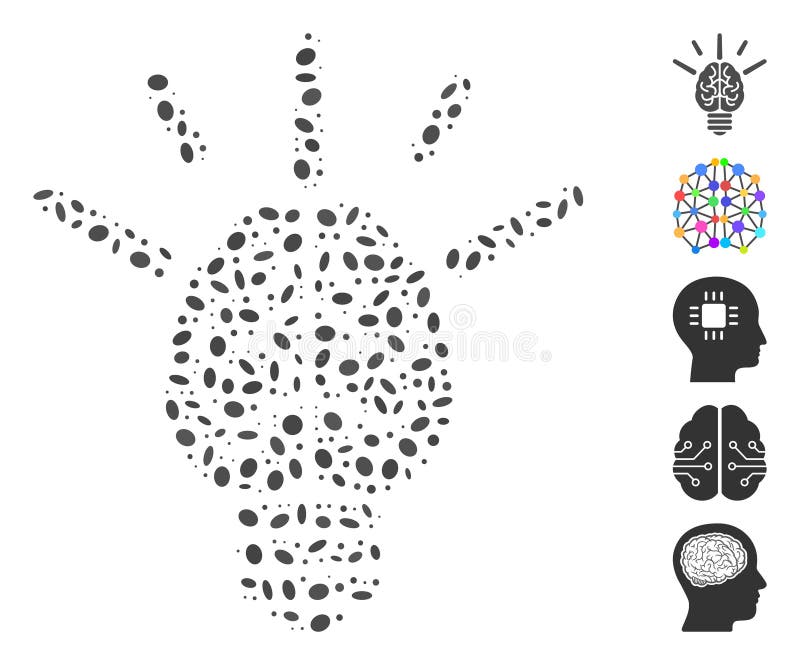 Ellipse Mosaic Brain Idea Bulb Stock Illustration - Illustration of ...