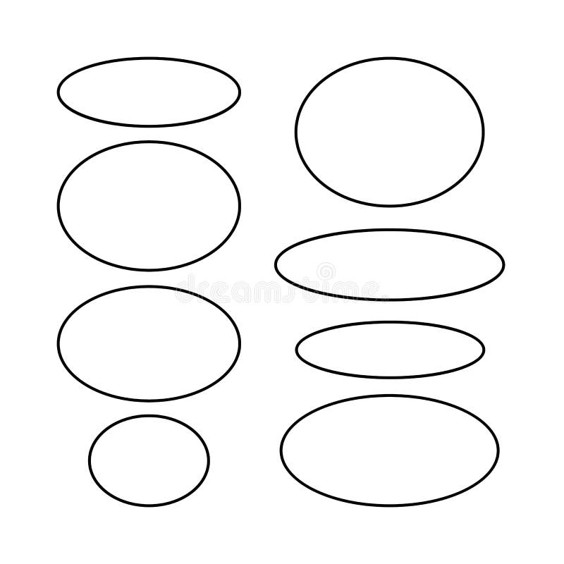 Ellipse Vector Outline. Set of Black Ellipse Grunge Frames. Oval Empty ...