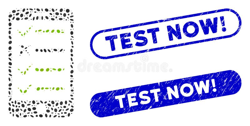 Elliptic Collage Mobile Checklist with Scratched Test Now! Seals Stock ...