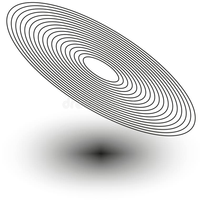 Elliptical Contour Shape. Black Concentric Ellipse. Hovering Vector ...