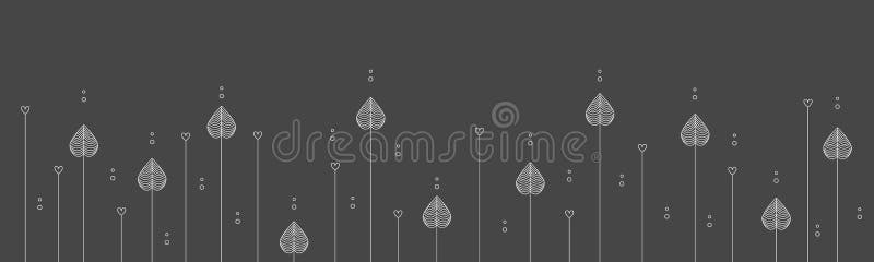 Elliptical Leaves Outlines and Dots Repeatable Border Design Stock ...