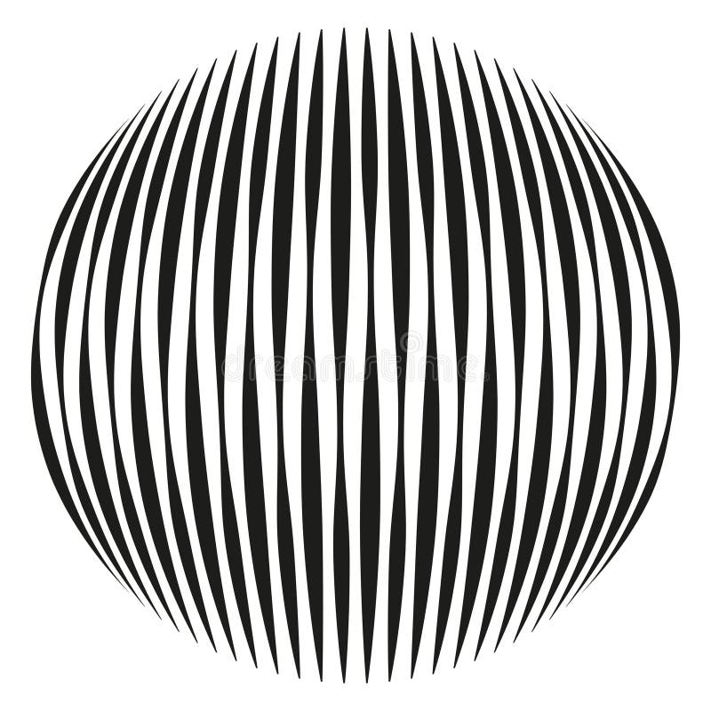 Elliptical Stripe Illusion. Optical Contour Shape. Black Curved Pattern ...