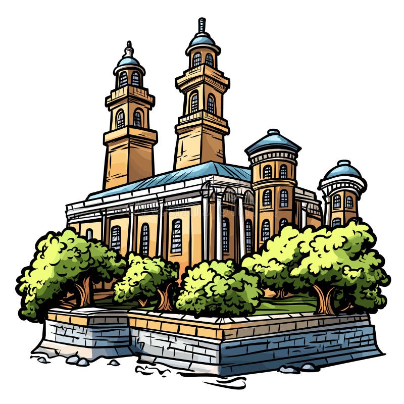 Ellis Island in New York. Vector Comic Hand-drawn Illustration of Ellis ...
