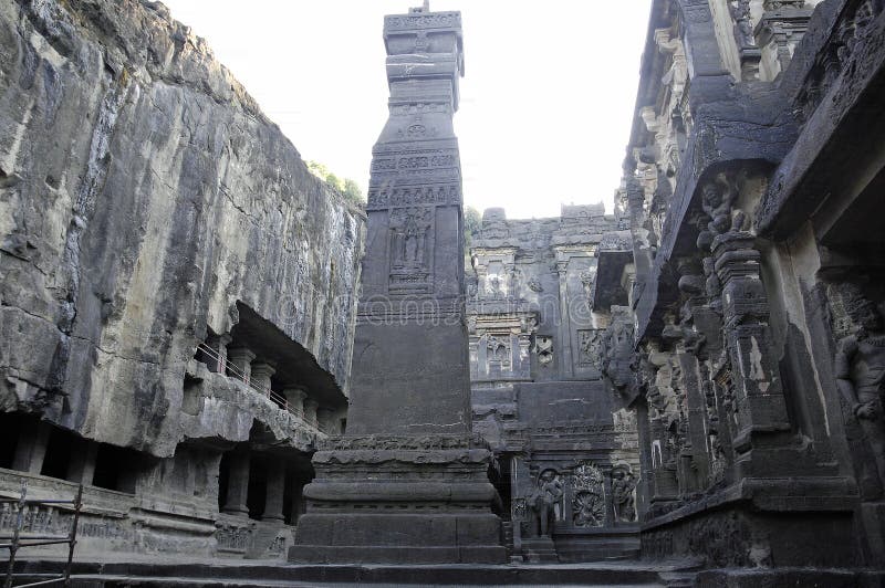 Ellora Caves Rock Sculpture Stock Photo - Image of stone, sculptural ...