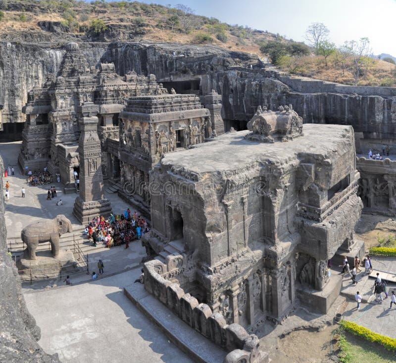 Ellora Caves Rock Sculpture Stock Photo - Image of stone, sculptural ...