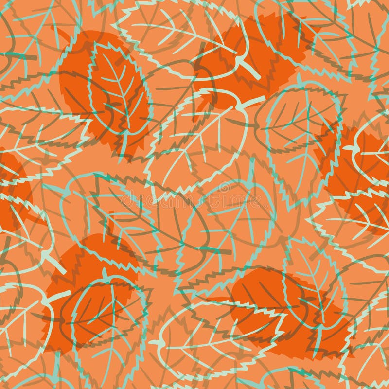 Elm Leaf Seamless Vector Pattern Background. Hand Drawn Line Art ...