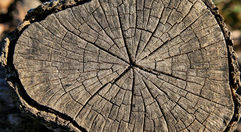 Jagged Edges Split Elm Tree Stump Bold Ring Patterns Cracked Cross ...