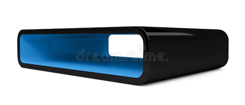 Elongated Black Element with Blue Inner Space and Shadow, on White ...