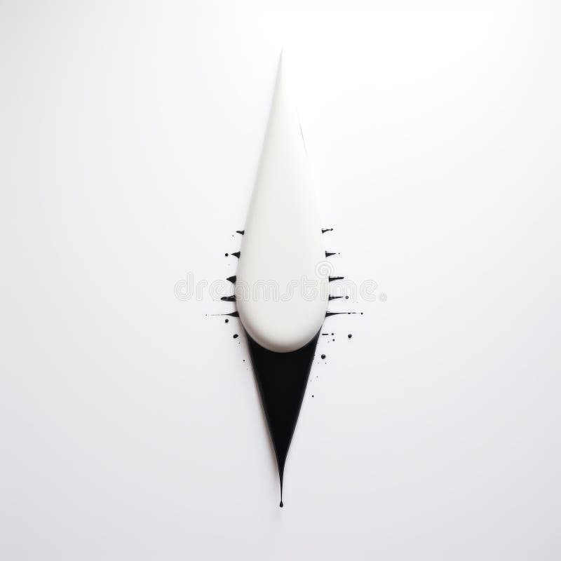 Elongated and Dramatic White and Black Drip on White Surface Stock ...