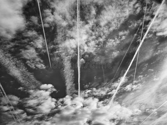 Elongated Linear Clouds on a Blue Sky Stock Photo - Image of blue ...