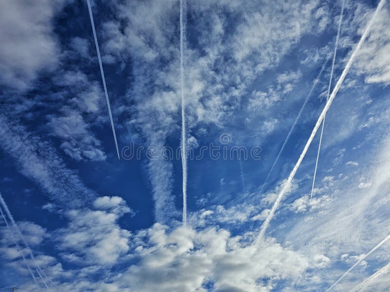 Elongated Linear Clouds on a Blue Sky Stock Photo - Image of linear ...