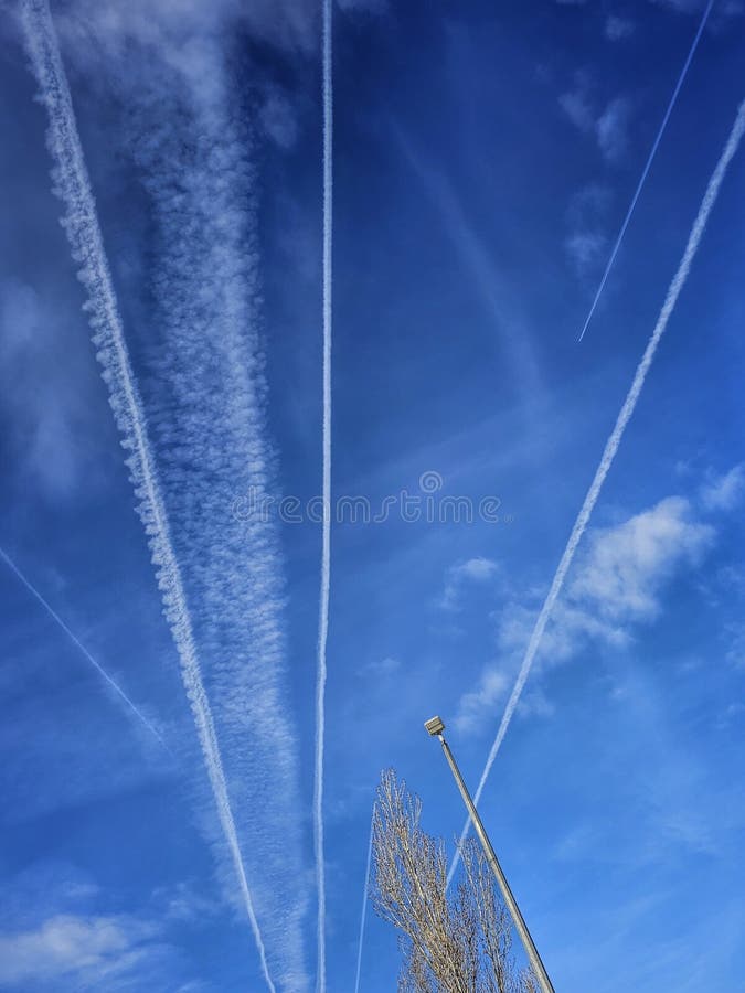 Elongated Linear Clouds on a Blue Sky Stock Image - Image of linear ...