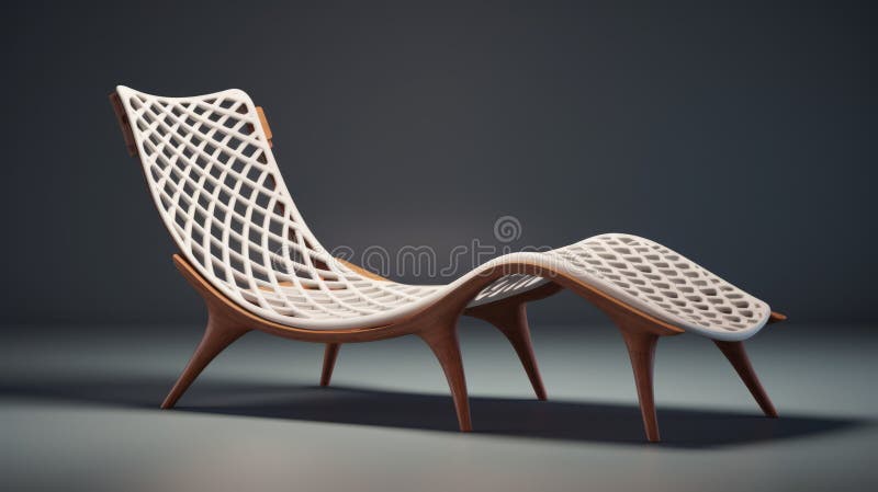 Elongated Lounge Chair with Fluid Lines and Net Pattern Stock ...