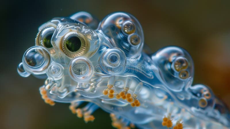 An Elongated Transparent Creature with Multiple Eyepieces and a ...