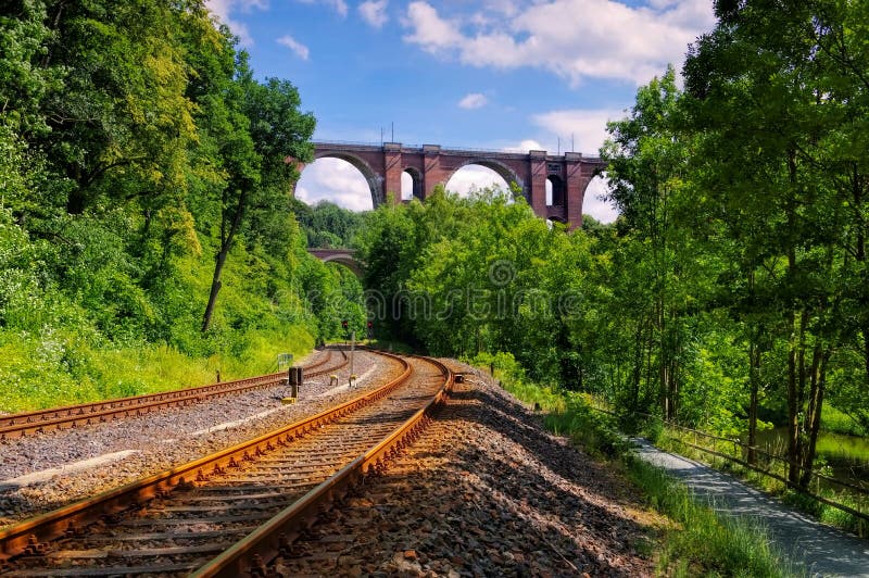 Elster Viaduct, Railway Bridge in Saxony Stock Image - Image of train ...