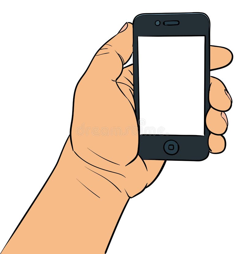 Mobile Phone in Hand. Clip Art Illustration Stock Vector - Illustration ...