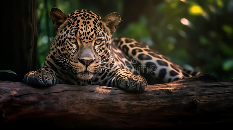 Elusive Majesty: a Leopard Perched on a Shaded Tree Stock Illustration ...