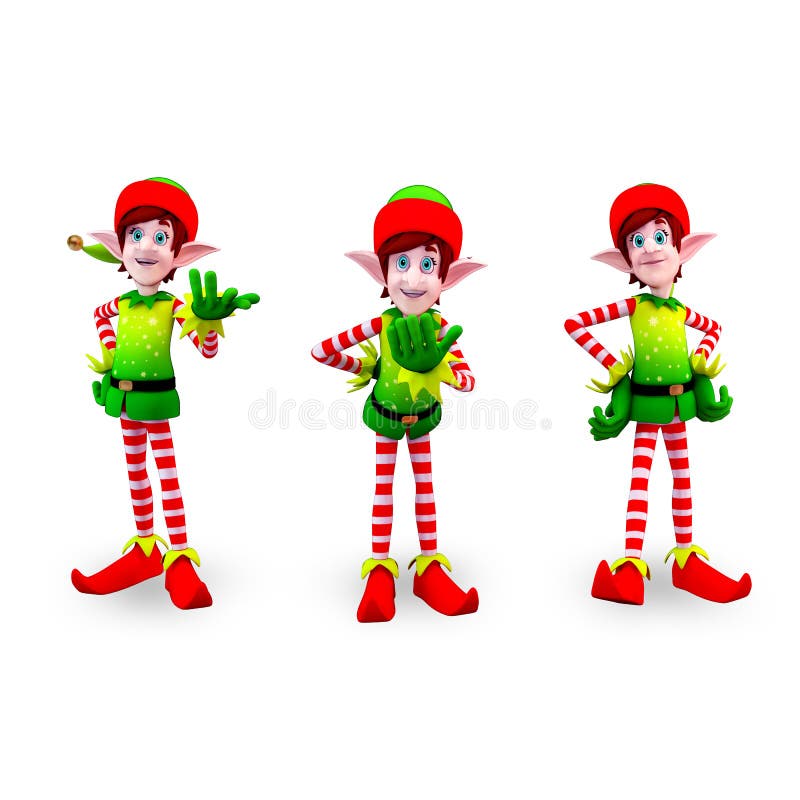 Set of Four Christmas Elves Jumping Stock Vector - Illustration of ...