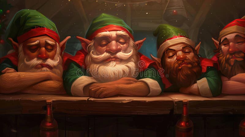 Elves Breakroom during Peak Season Stock Illustration - Illustration of ...