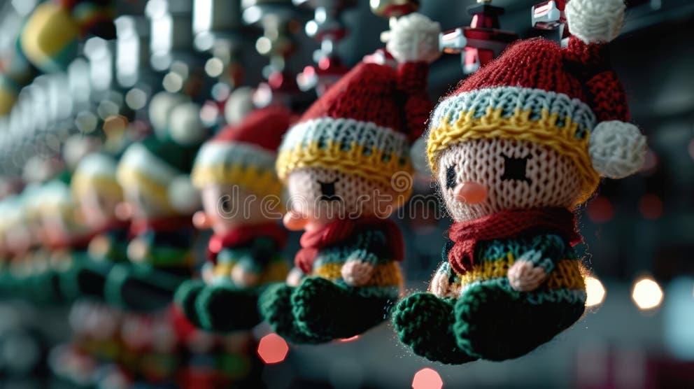 Elves Stocking Stuffing Assembly Line Stock Illustration - Illustration ...