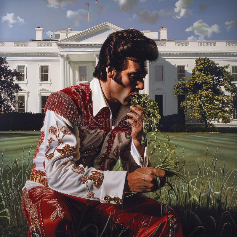 Elvis Presley Eating Grass without Using Hands, in Front of Stock ...