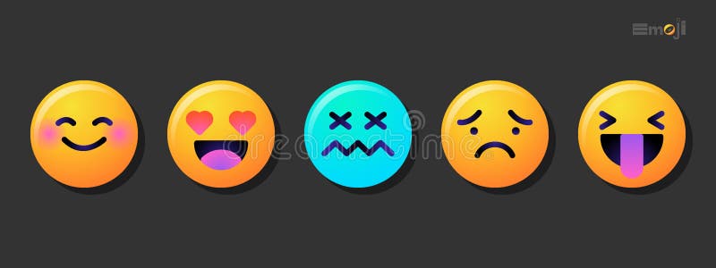 Round Emoticons Yellow Emoji Faces Emoticon Smile, Digital Smiley ...
