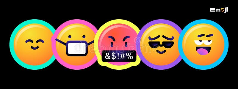 Round Emoticons Yellow Emoji Faces Emoticon Smile, Digital Smiley ...
