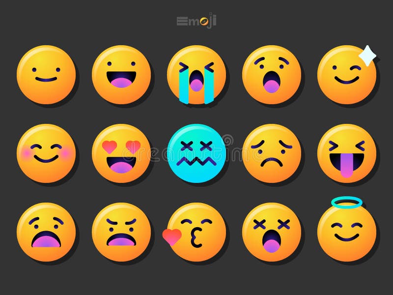 Round Emoticons Yellow Emoji Faces Emoticon Smile, Digital Smiley ...