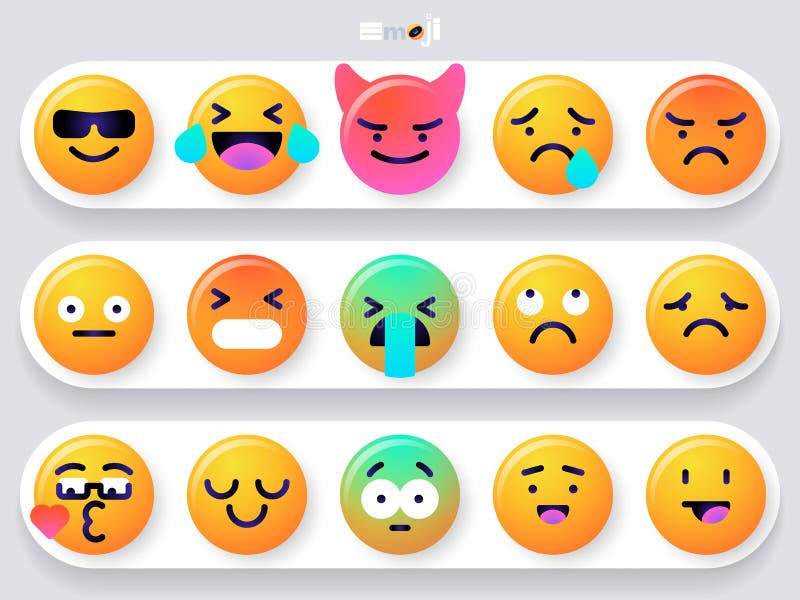 Round Emoticons Yellow Emoji Faces Emoticon Smile, Digital Smiley ...