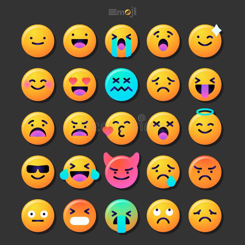 Round Emoticons Yellow Emoji Faces Emoticon Smile, Digital Smiley ...