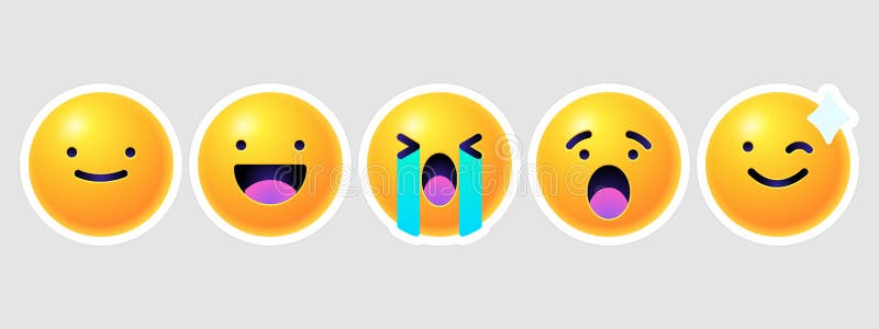 Round Emoticons Yellow Emoji Faces Emoticon Smile, Digital Smiley ...