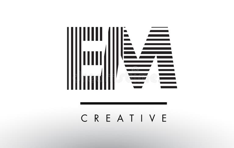 EM E M Black and White Lines Letter Logo Design. Stock Vector ...