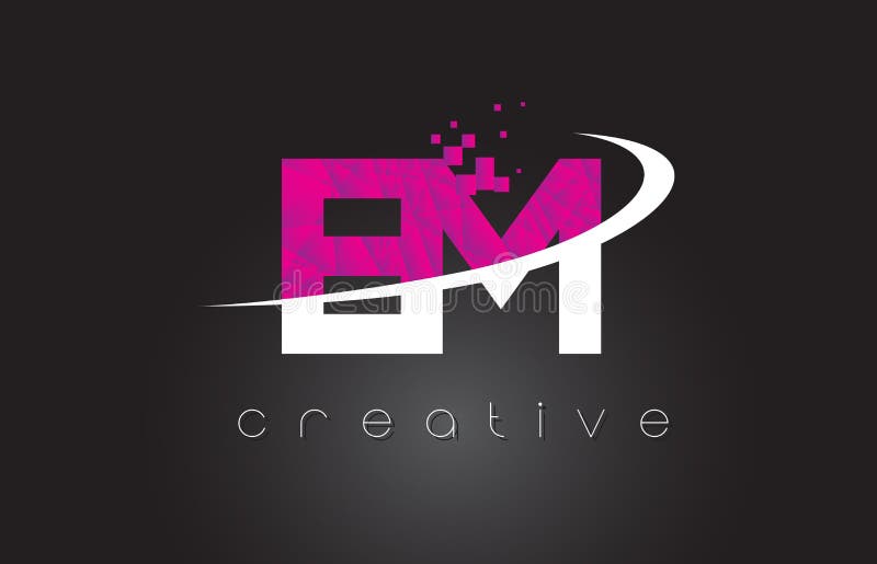 EM E M Creative Letters Design with White Pink Colors Stock Vector ...