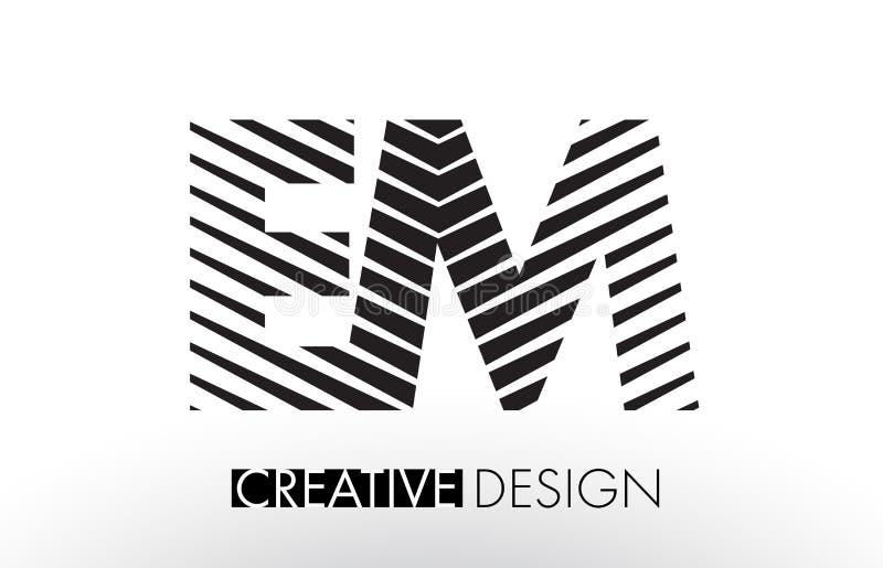 EM E M Lines Letter Design with Creative Elegant Zebra Stock Vector ...