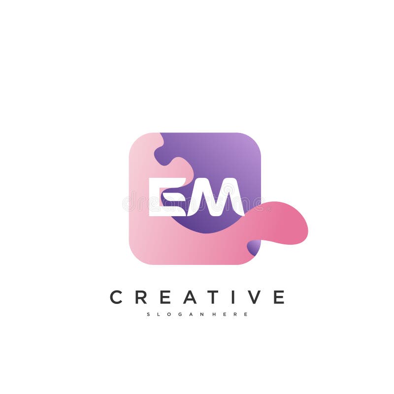 EM Initial Letter Logo Icon Design Template Elements with Wave Colorful ...