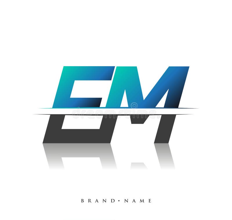 EM Initial Logo Company Name Colored Black and Blue, Simple and Modern ...