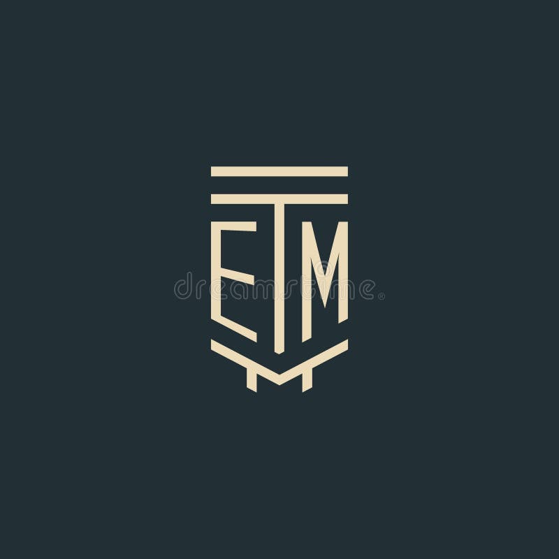 EM Initial Monogram with Simple Line Art Pillar Logo Designs Stock ...