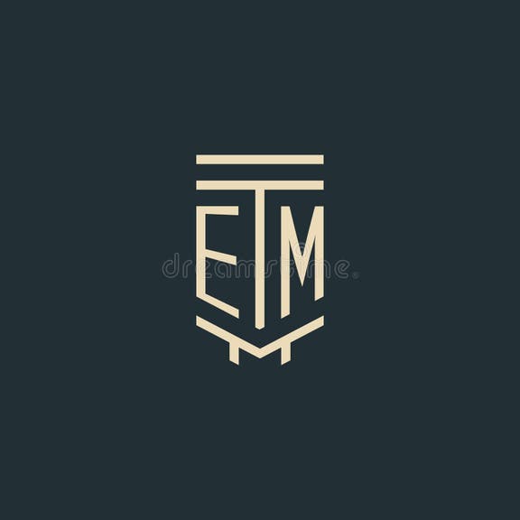 EM Initial Monogram with Simple Line Art Pillar Logo Designs Stock ...