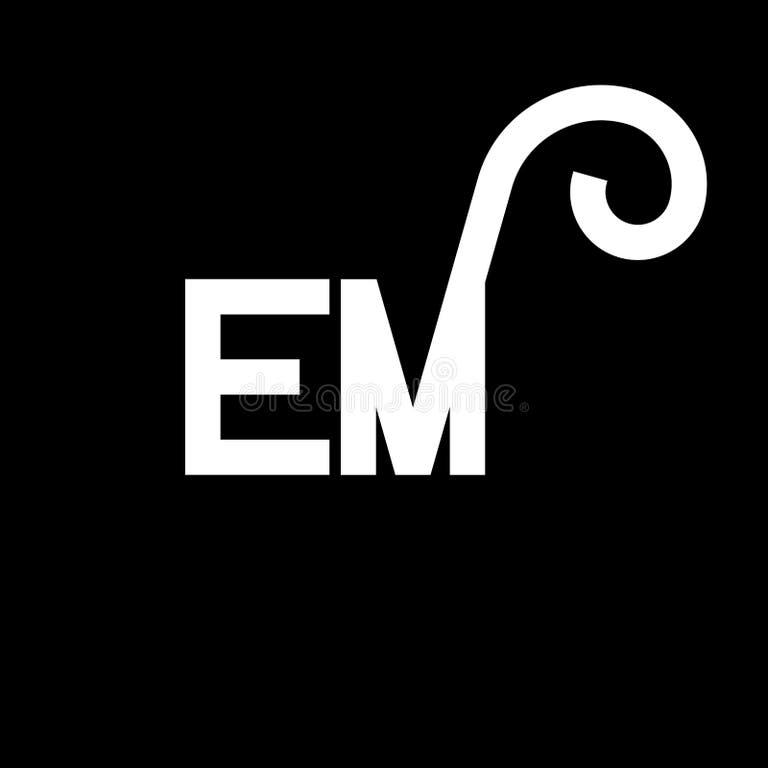 EM Letter Logo Design on Black Background. EM Creative Initials Letter ...