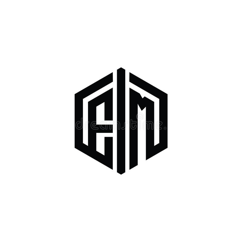 EM Letter Logo Monogram Hexagon Shape with Connect Outline Design ...