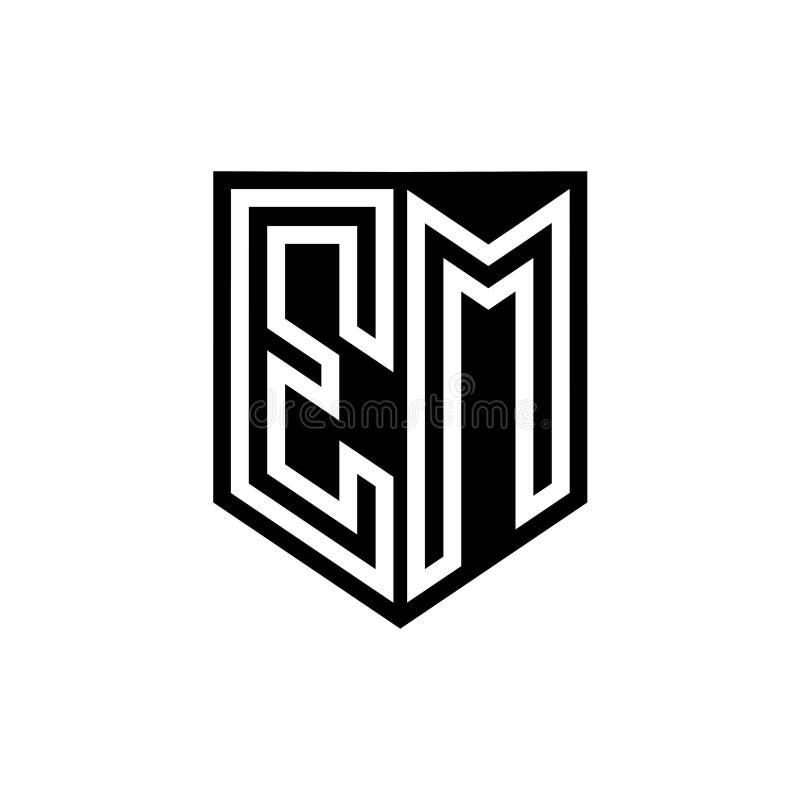 EM Logo Monogram Shield Geometric White Line Inside Black Shield Color ...