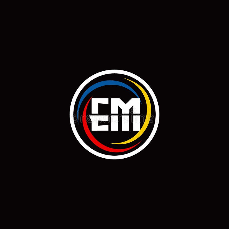EM Monogram Logo Isolated on Circle Shape with 3 Slash Colors Rounded ...
