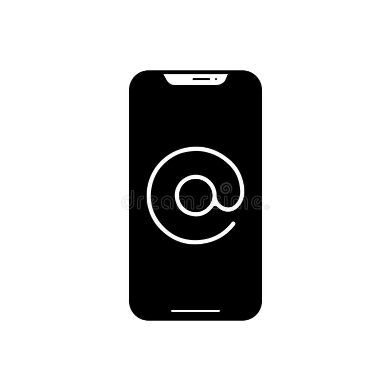 Black Solid Icon for Email Address, Message and Smartphone Stock Vector ...