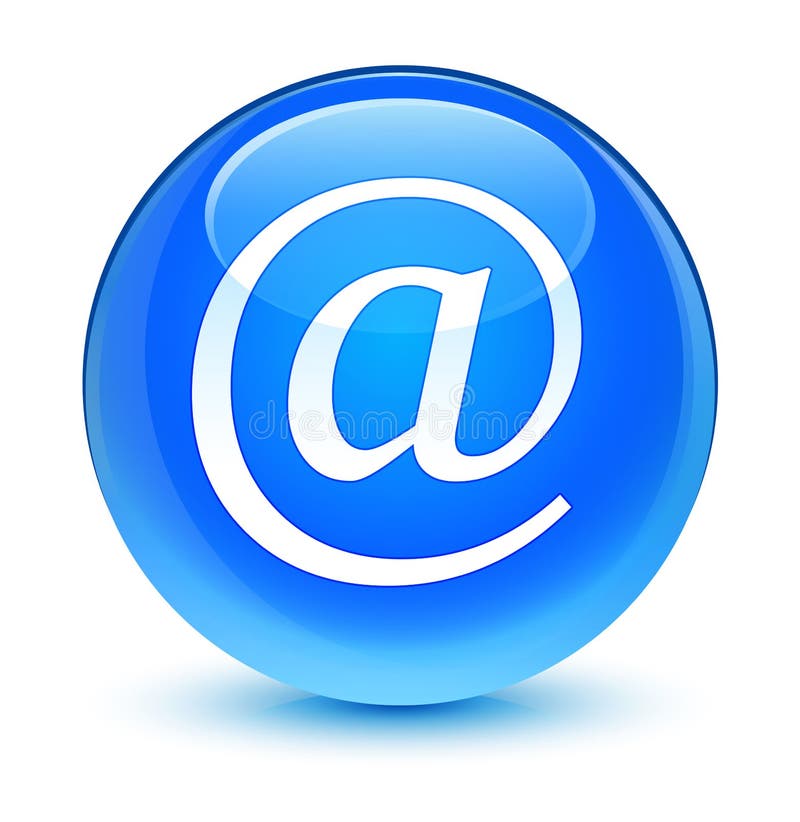Email Address Icon Glassy Cyan Blue Round Button Stock Illustration ...