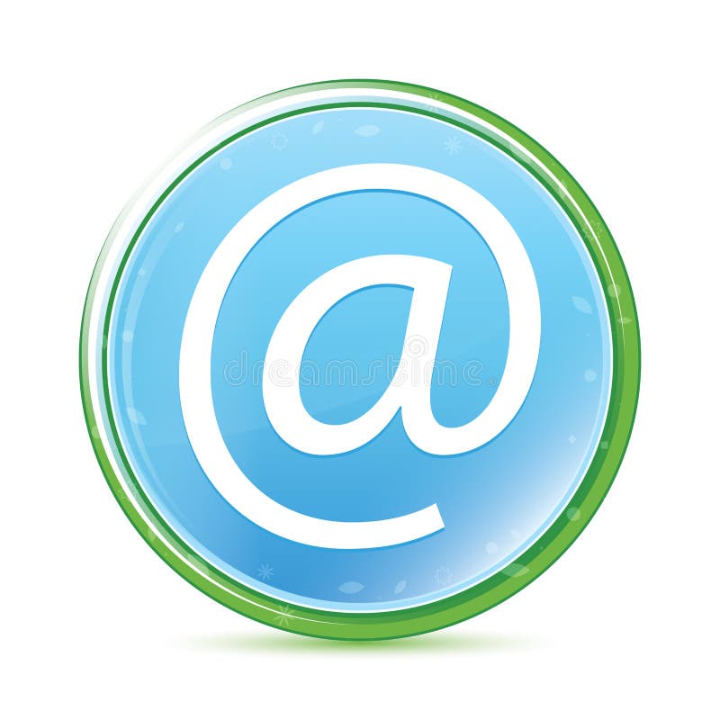 Email Address Icon Natural Aqua Cyan Blue Round Button Stock ...