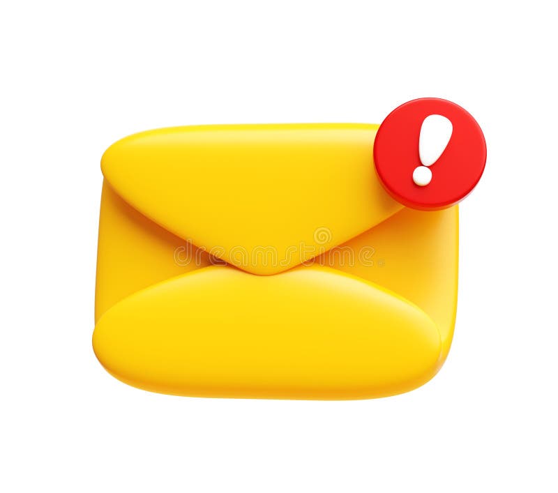 Email Alert with Exclamation Mark Icon 3d Illustration Stock ...