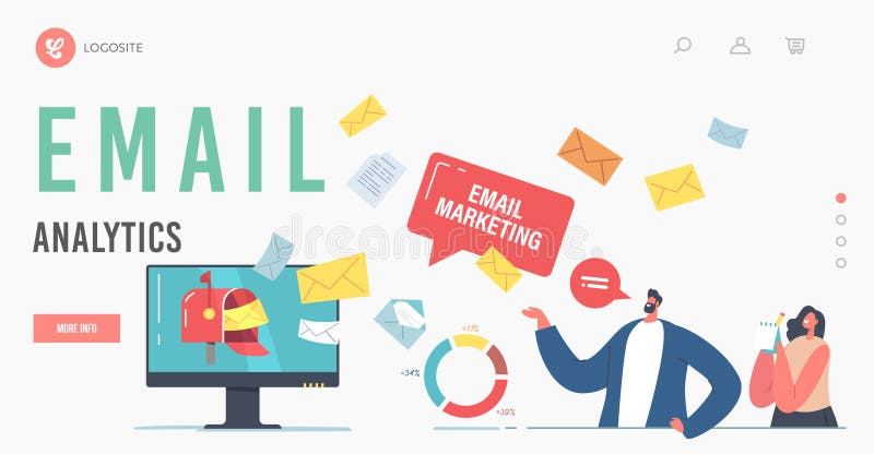 Email Analytics Landing Page Template. E-mail Marketing. Business ...
