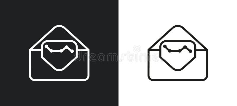 Email Analytics Outline Icon in White and Black Colors. Email Analytics ...